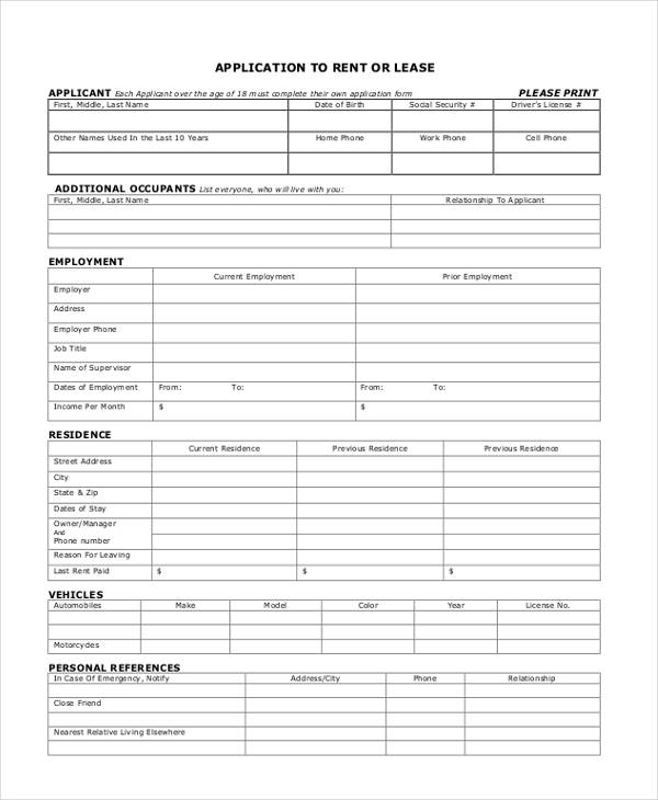FREE 8+ Apartment Rental Application Forms in PDF | MS Word