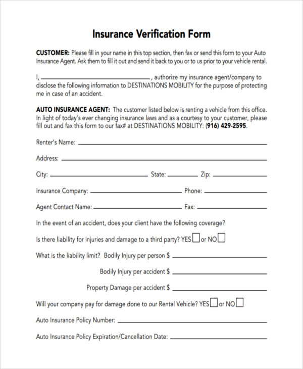 FREE 23+ Insurance Verification Forms in PDF | MS Word
