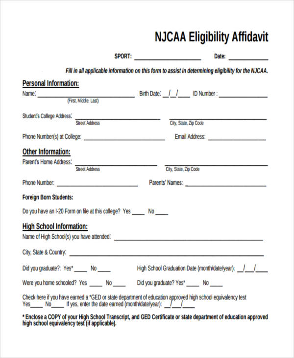 Free Printable Sample Certificate Of Eligibility