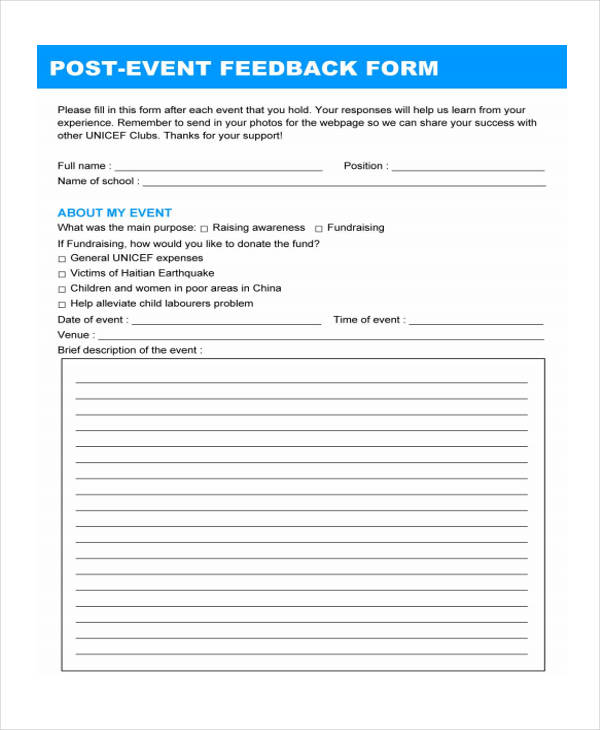 FREE 16 Event Feedback Forms In PDF MS Word Excel