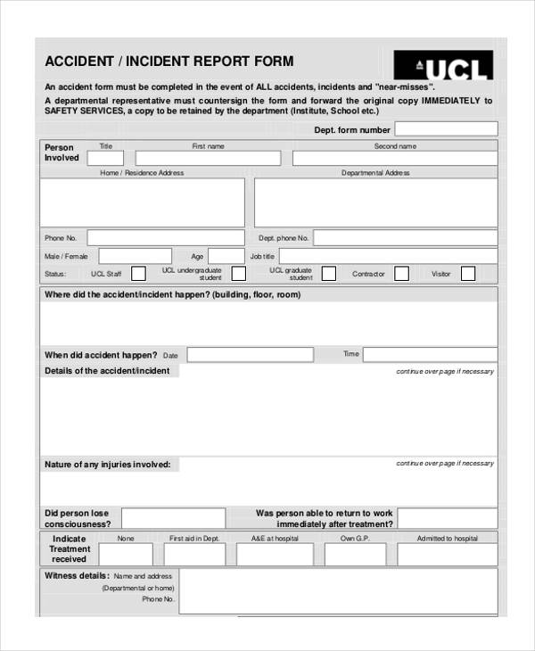 FREE 32+ Accident Report Form Samples, PDF, MS Word, Google Docs