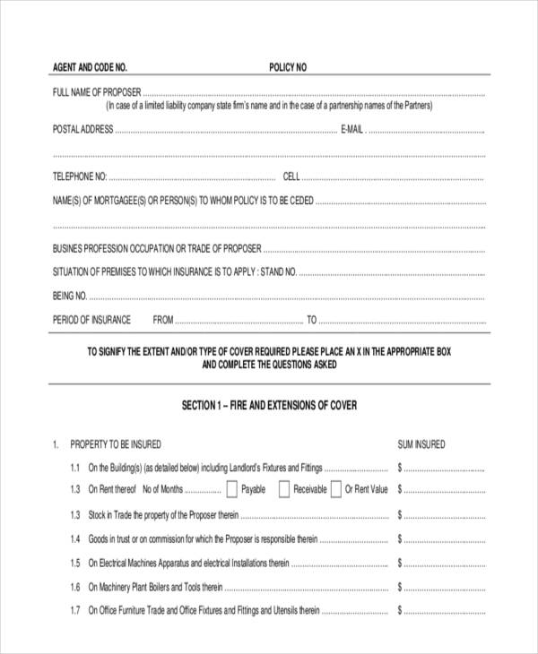 FREE 42+ Insurance Proposal Form Formats in PDF | MS Word | Excel