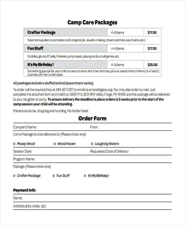 FREE 9+ Package Order Forms in PDF | MS Word