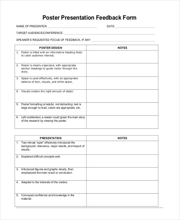 FREE 22+ Sample Presentation Feedback Forms in PDF | Excel | MS Word