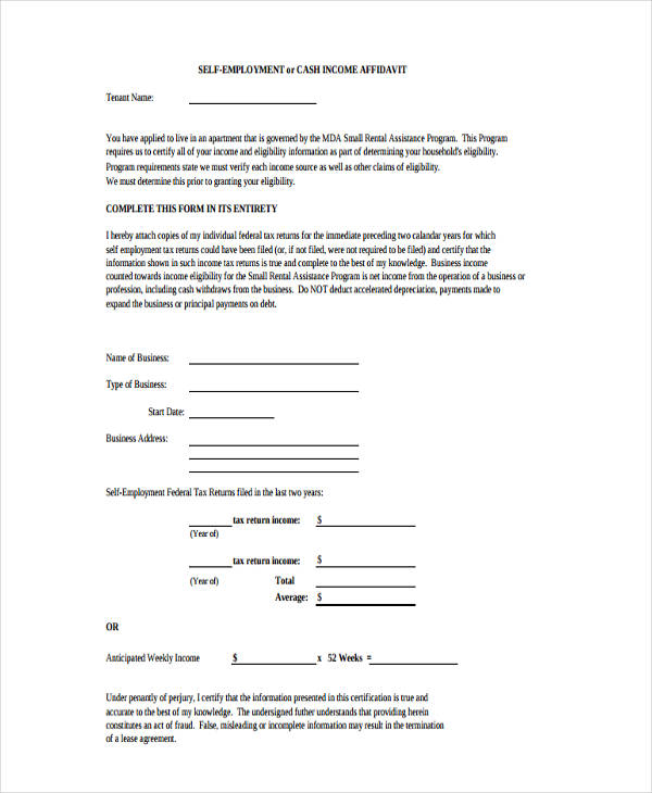 FREE 15+ Income Affidavit Form Samples, PDF, MS Words, Google Docs