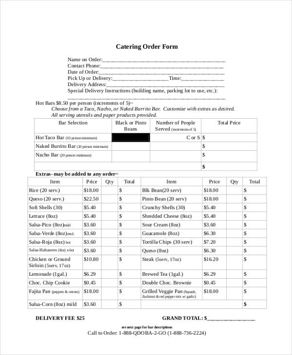 FREE 11+ Restaurant Order Forms in PDF | MS Word