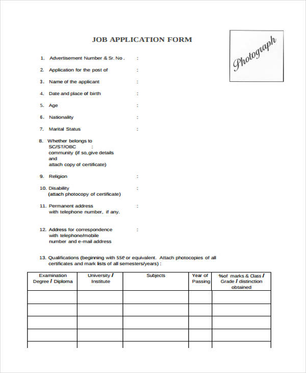 FREE 12+ Forms for Job Application in PDF | MS Word | Excel