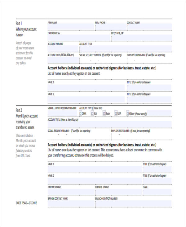 FREE 7+ Accounting Transfer Forms in PDF | MS Word