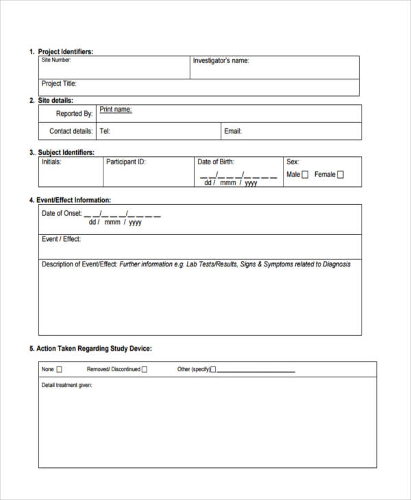 FREE 11+ Adverse Event Forms in PDF | MS Word | Excel