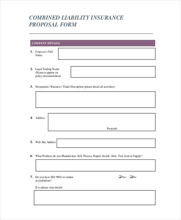 FREE 42+ Insurance Proposal Form Formats in PDF | MS Word | Excel