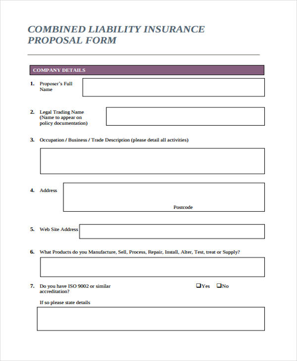 FREE 49+ Insurance Proposal Forms in PDF | MS Word | Excel