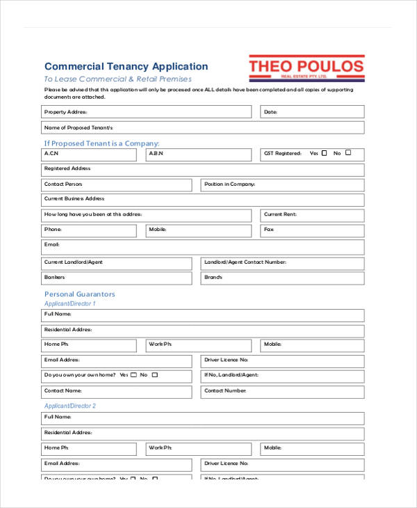 FREE 8+ Commercial Lease Application Forms in PDF | MS Word
