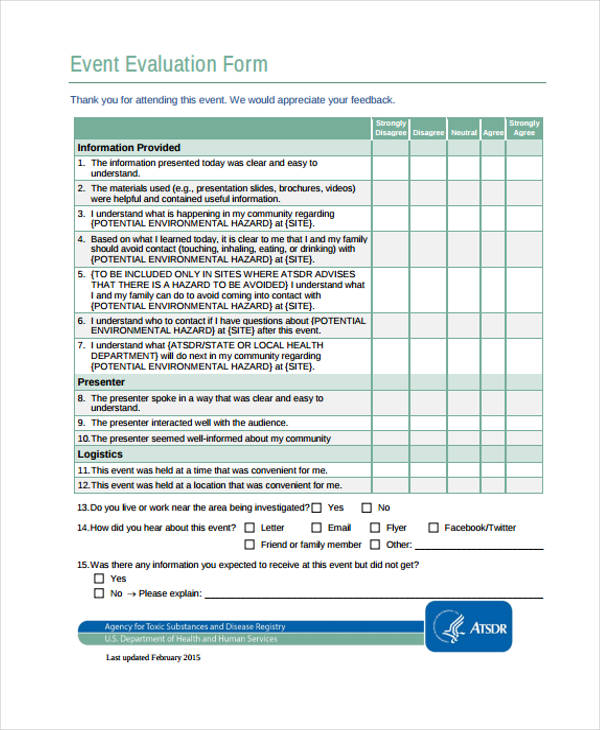FREE 30 Event Evaluation Forms In PDF MS Word Excel