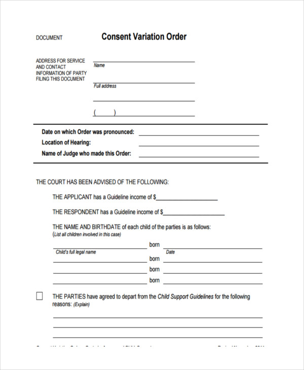 FREE 10+ Consent Order Forms in PDF | MS Word