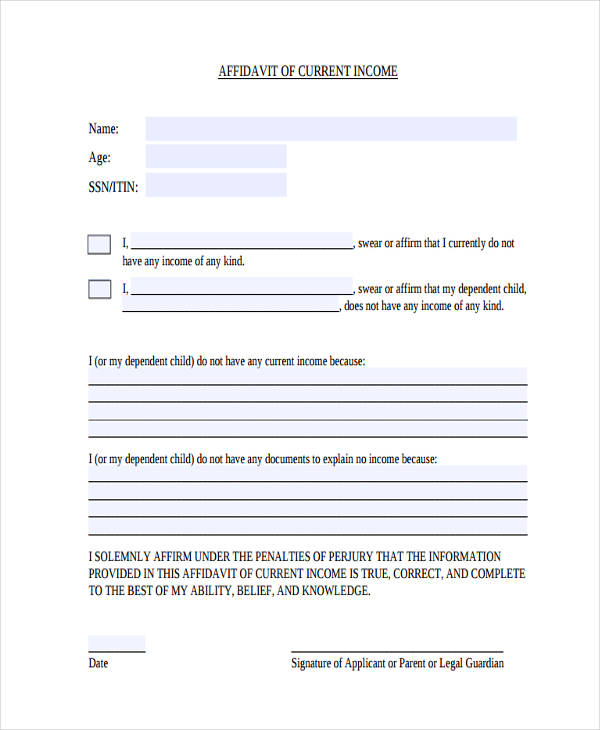 FREE 15+ Income Affidavit Form Samples, PDF, MS Words, Google Docs