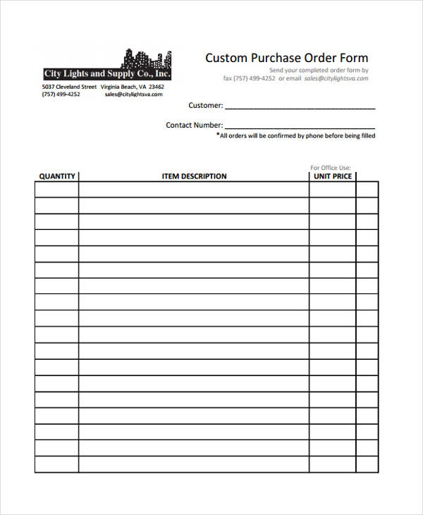FREE 10+ Custom Order Forms in PDF | MS Word