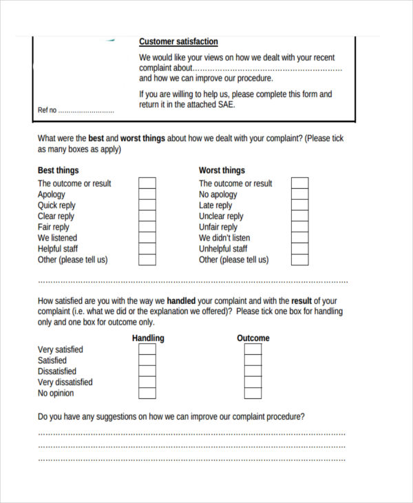 FREE 32+ Different Formats for Feedback Forms in PDF | Ms Word | Excel