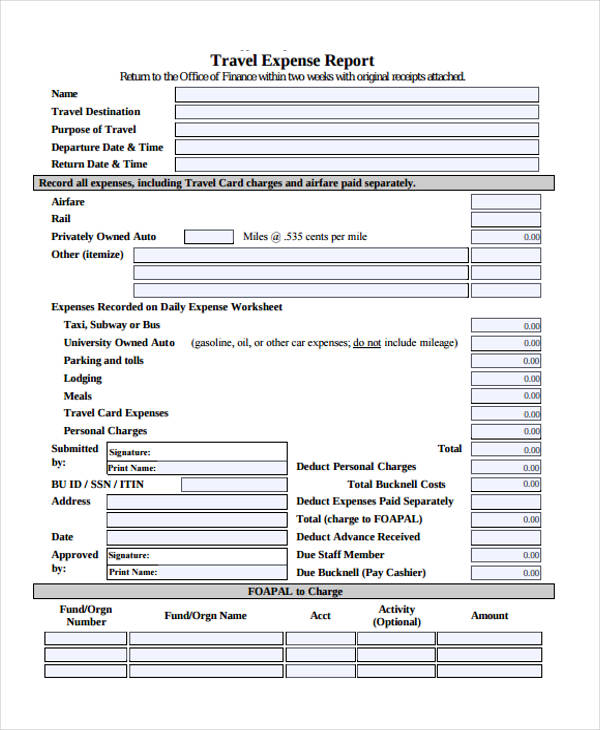 FREE 32+ Expense Report Form Samples, PDF, MS Word, Google Docs, Excel