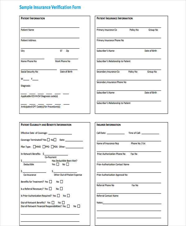 FREE 23+ Insurance Verification Forms in PDF | MS Word