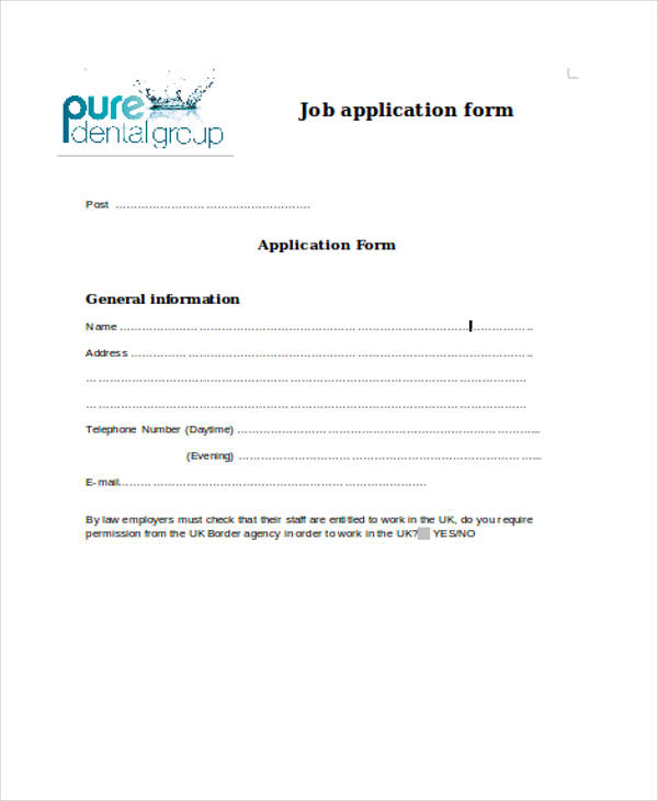 FREE 12+ Forms for Job Application in PDF | MS Word | Excel