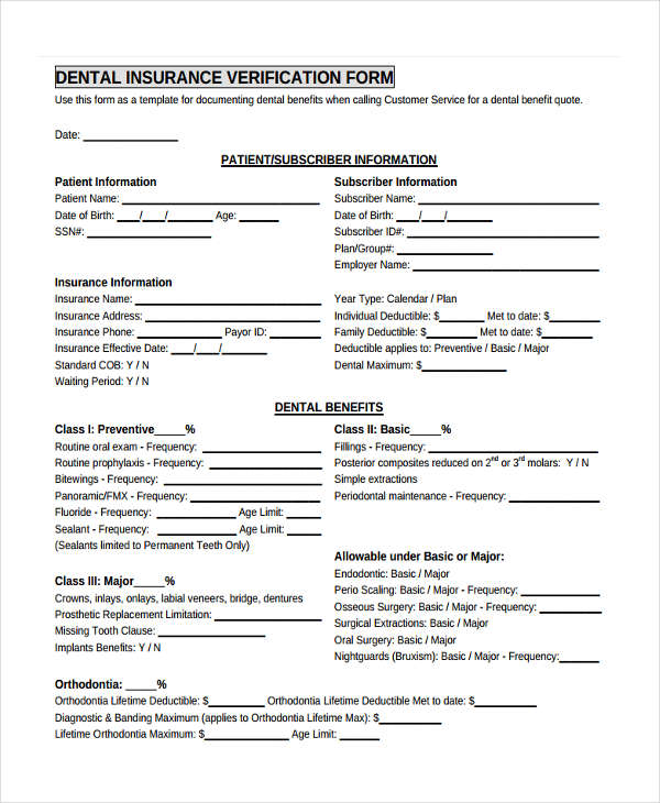 FREE 23+ Insurance Verification Forms in PDF | MS Word