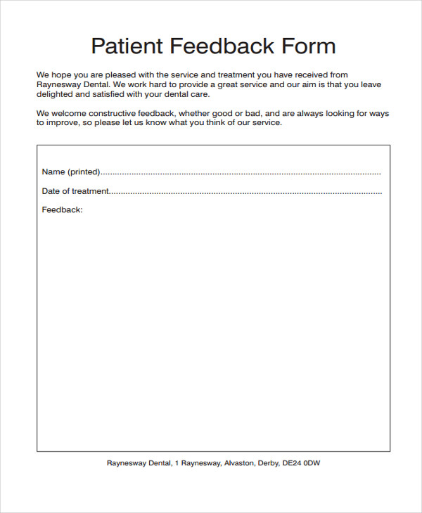 FREE 11+ Patient Feedback Form Samples, PDF, MS Word, Google Docs