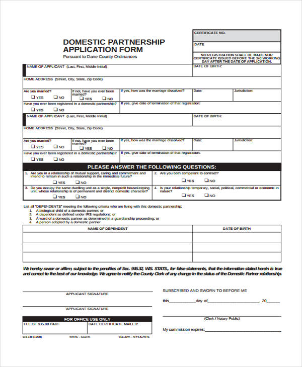 FREE 13+ Sample Partnership Application Forms in PDF | MS Word