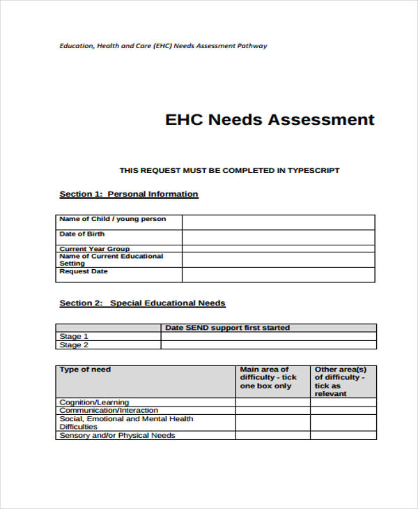 FREE 35+ Needs Assessment Form Samples, PDF, MS Word, Google Docs, Excel