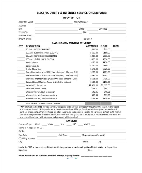 FREE 33+ Sample Service Order Forms in PDF | MS Word | Excel