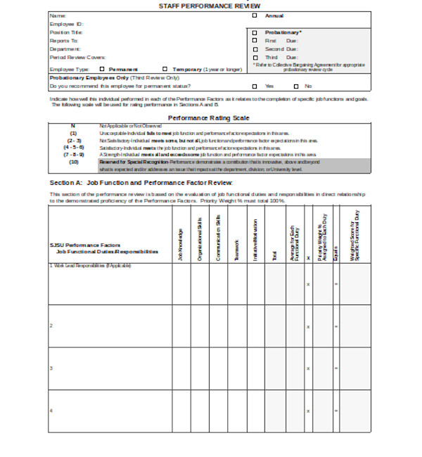 FREE 15+ Sample Employee Review Forms in PDF | Excel | Word