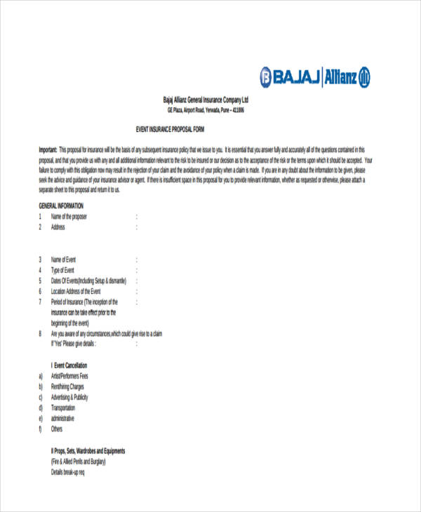 FREE 42+ Insurance Proposal Form Formats in PDF | MS Word | Excel