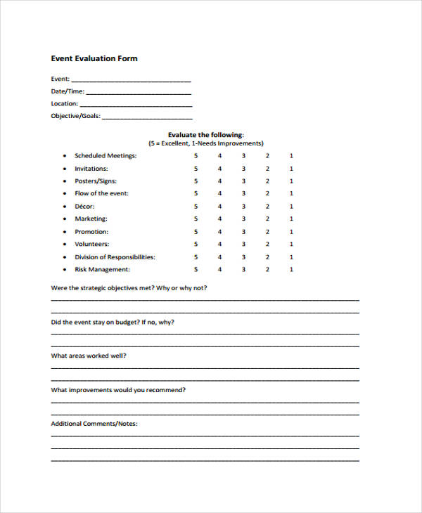 FREE 33 Event Evaluation Forms In PDF Excel MS Word