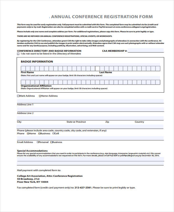 FREE 21+ Conference Registration Forms in PDF