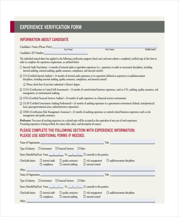 FREE 6+ Verification Accounting Forms in PDF | MS Word