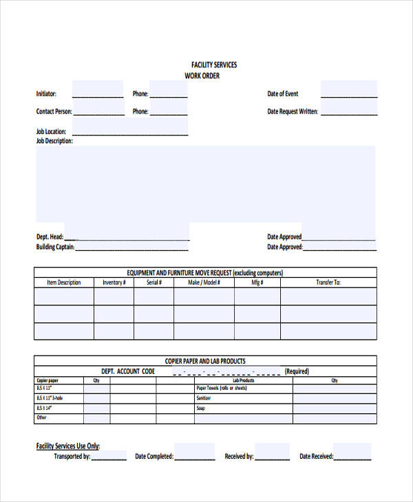 FREE 33+ Sample Service Order Forms in PDF | MS Word | Excel