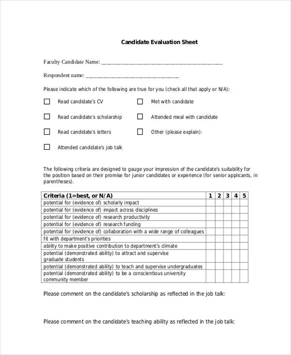 FREE 11+ Sample Faculty Evaluation Forms in PDF | MS Word