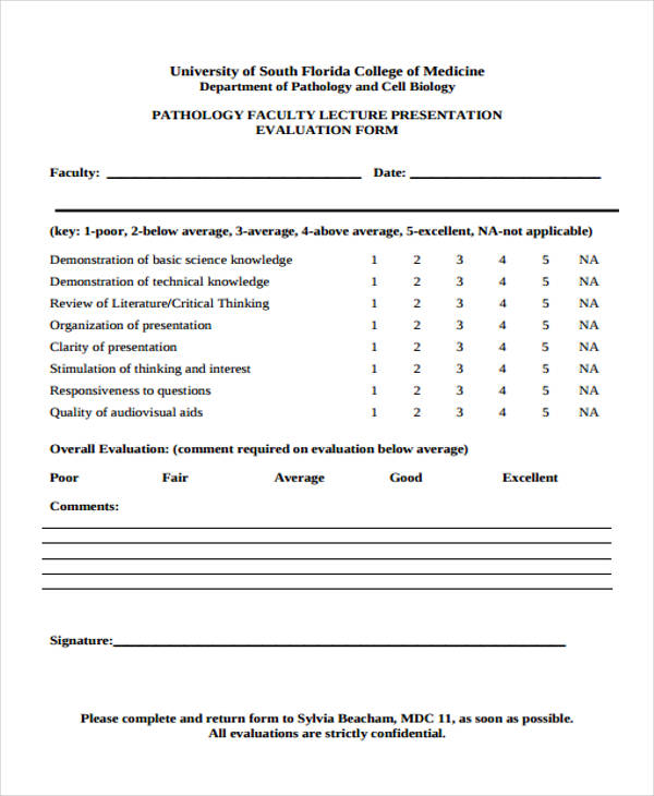 FREE 7+ Lecture Evaluation Forms in PDF | MS Word