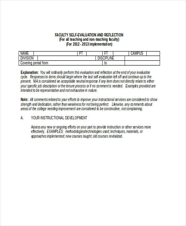 FREE 11+ Sample Faculty Evaluation Forms in PDF | MS Word