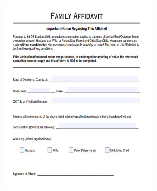 FREE 11+ Gift Affidavit Forms in PDF | MS Word