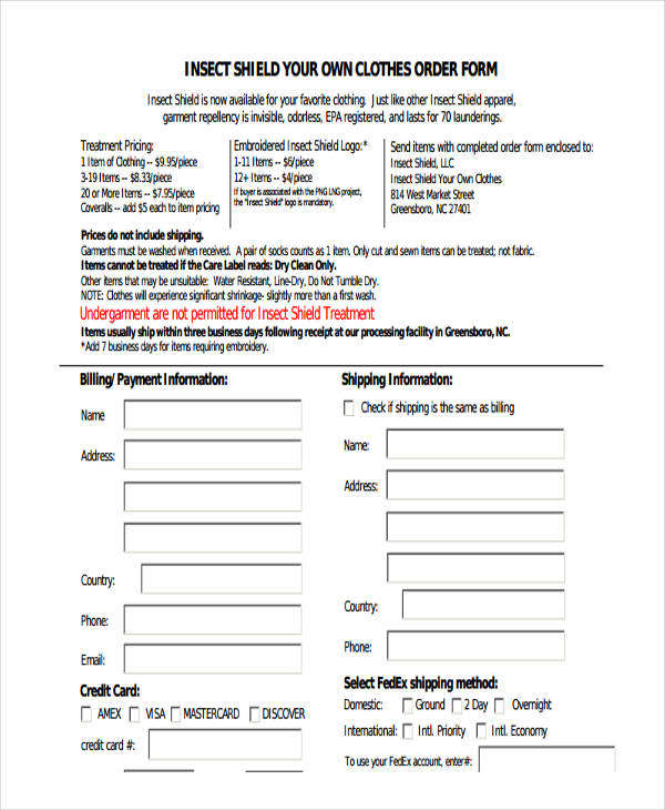 FREE 5+ Sample Fashion Order Forms in PDF | MS Word