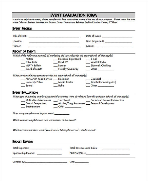 FREE 30+ Event Evaluation Forms in PDF | MS Word | Excel