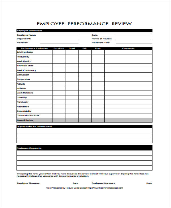 FREE 24+ Employee Review Form Samples, PDF, MS Word, Google Docs