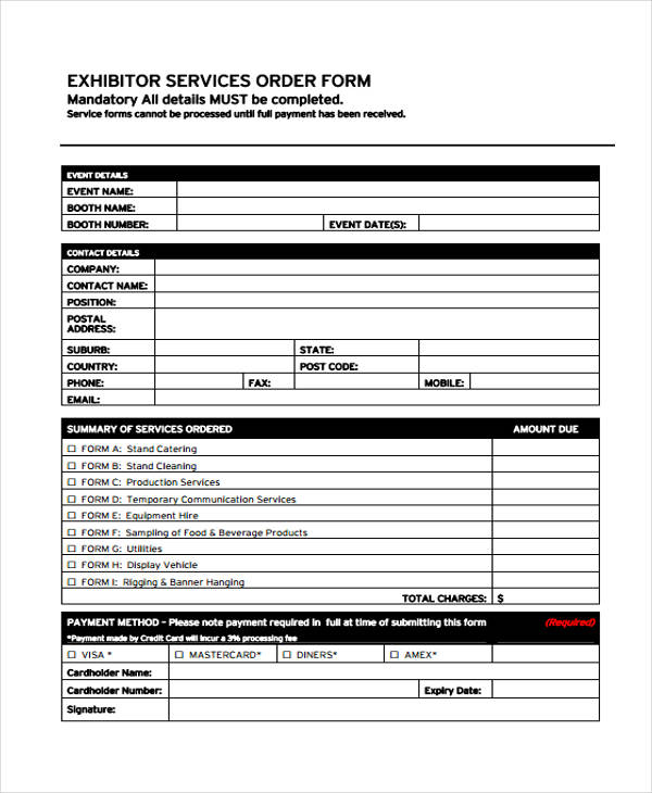 FREE 33+ Sample Service Order Forms in PDF | MS Word | Excel