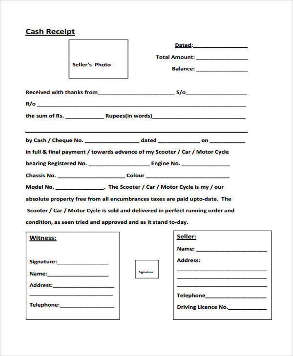 FREE 16+ Cash Receipt Form Samples, PDF, MS Word, Google Docs, Excel