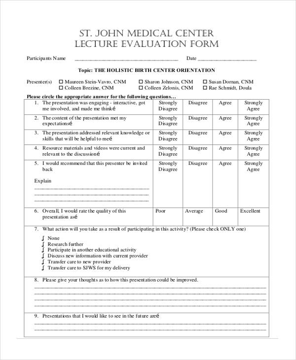 FREE 13+ Form for Lecture Feedback Samples, PDF, MS Word, Google Docs
