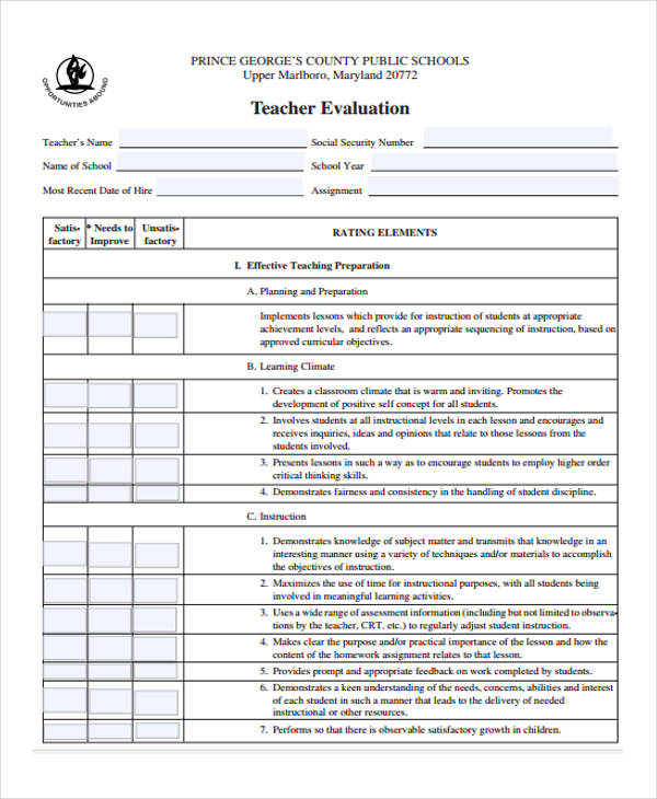 FREE 7+ Lecture Evaluation Forms in PDF | MS Word