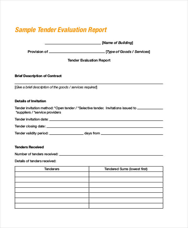 FREE 7 Bid Evaluation Forms In MS Word PDF