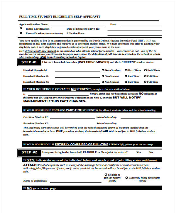 FREE 13+ Student Affidavit Form Samples, PDF, MS Word, Google Docs