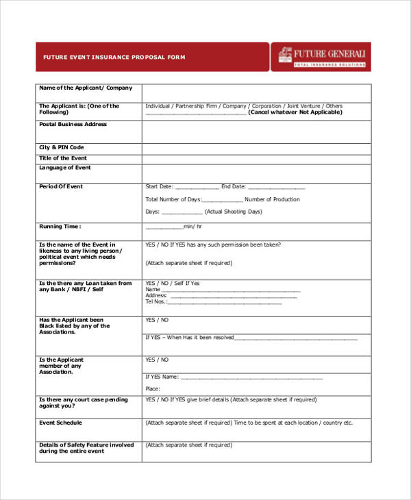 FREE 42+ Insurance Proposal Form Formats in PDF | MS Word | Excel