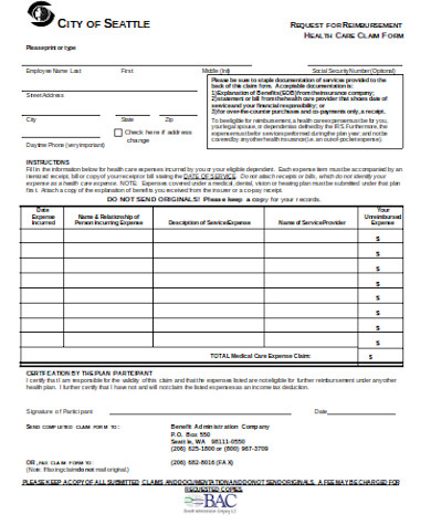FREE 8+ Sample Health Insurance Claim Forms in PDF | MS Word